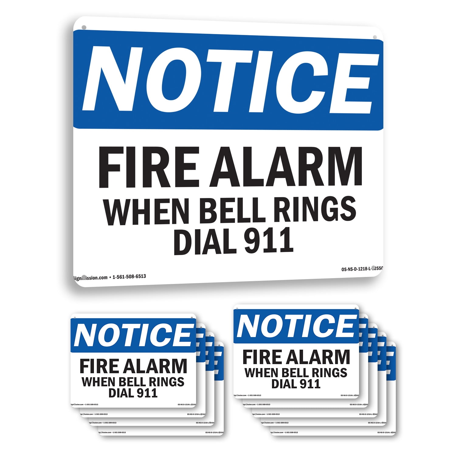 Fire Alarm When Bell Rings Dial 911 OSHA Notice Rigid Plastic Sign 10 ...