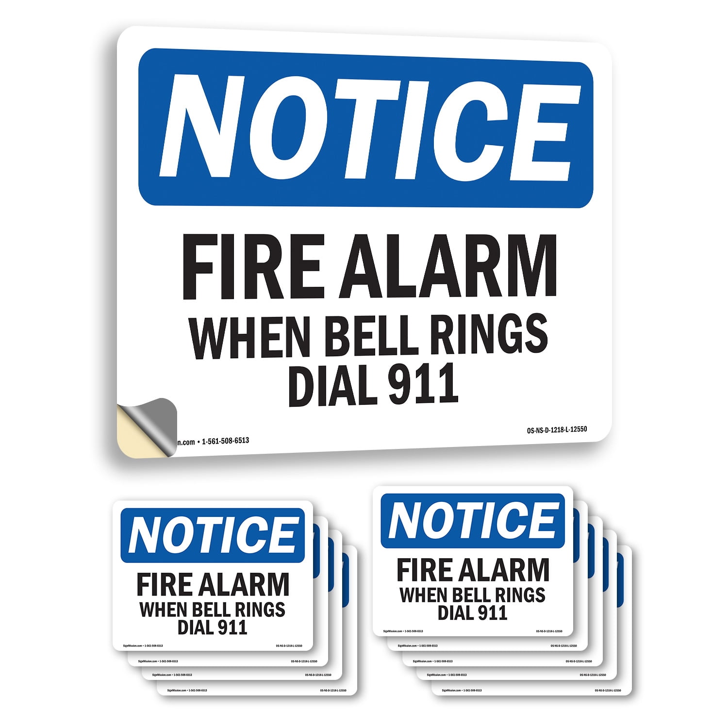 Fire Alarm When Bell Rings Dial 911 OSHA Notice Vinyl Decal Label 24 ...