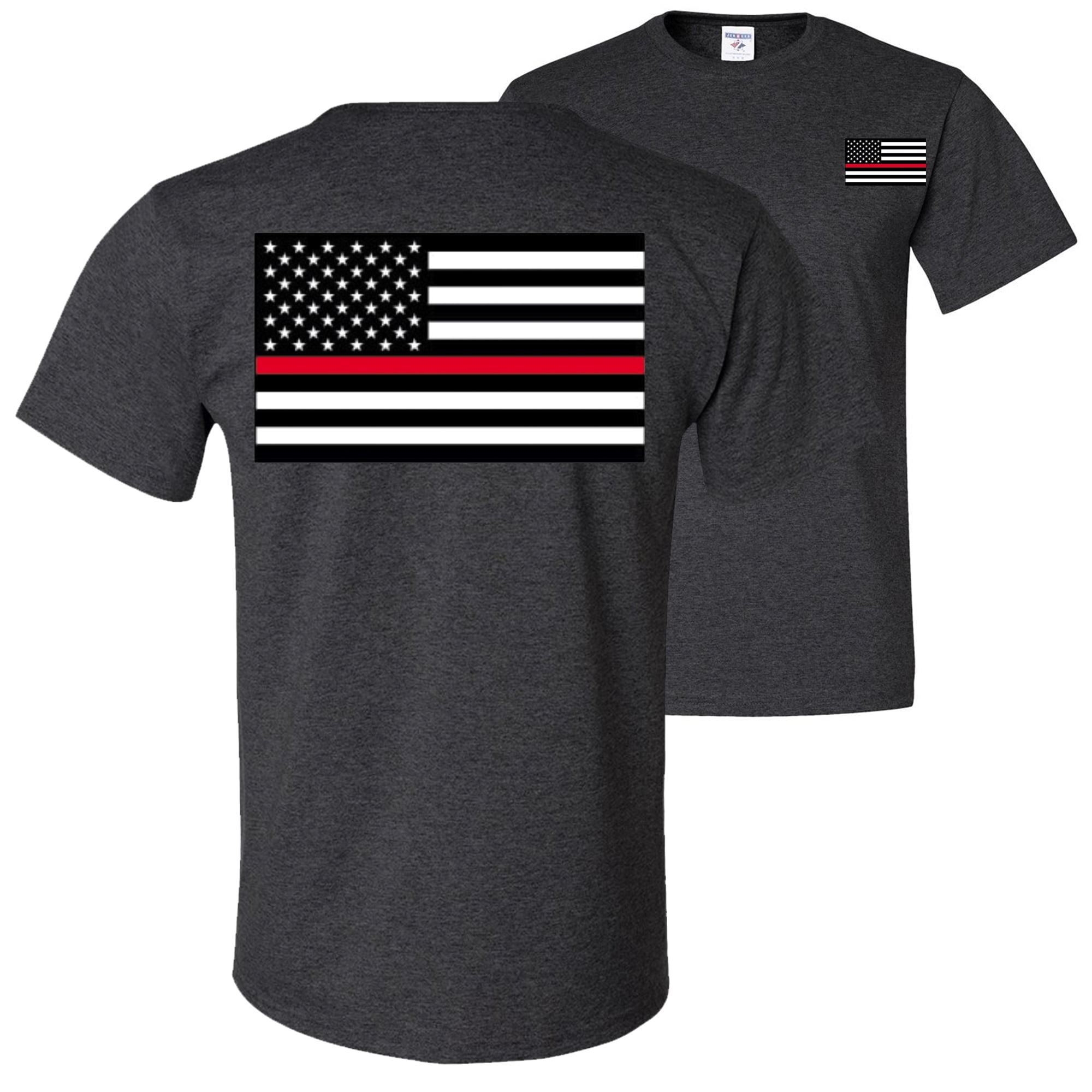 Fire American Flag USA FRONT AND BACK Mens T-shirts , Heather Black, 3XL - Walmart.com