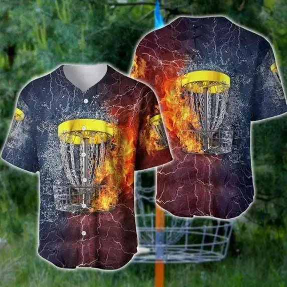 Fire And Water Dis Golf Baseball Tee Jersey Shirts 3D Baseball Jersey ...