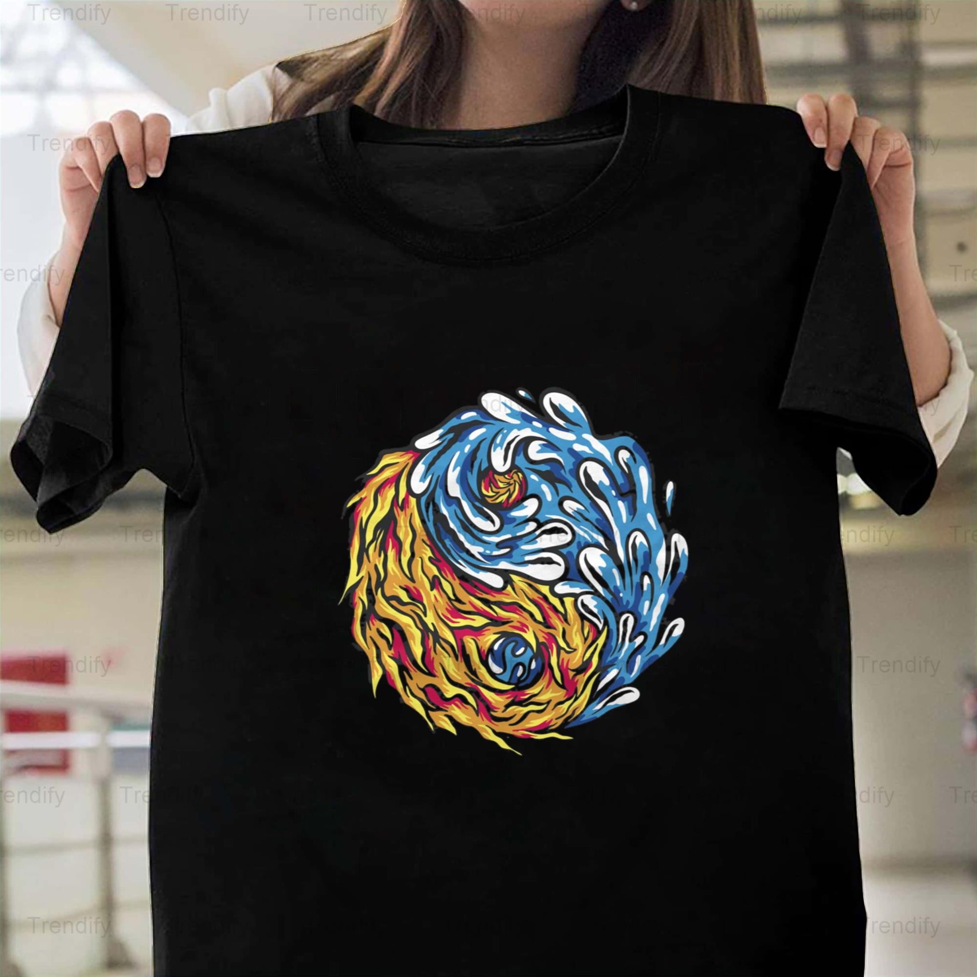 Fire And Water Yin-Yang Funny Spiritual Zen Parody Graphic H11408 T-Shirt, for Men and Women, Up ...