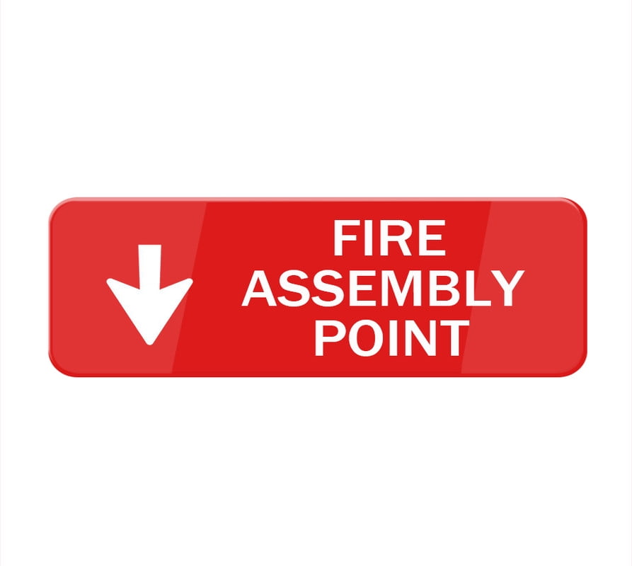 Fire Assembly Point Sign, 10 X 3 Inch Acrylic Plastic Sign With Symbols ...