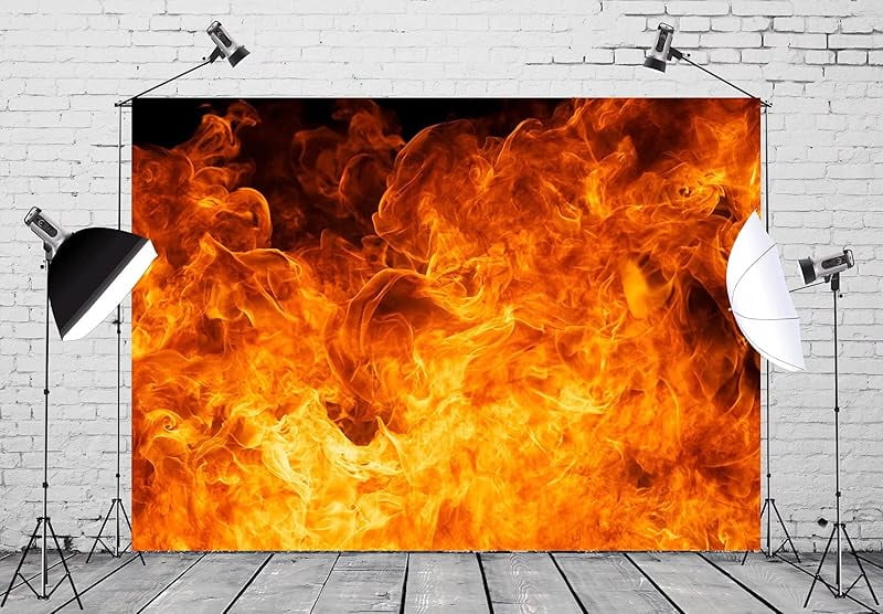 Fire Backdrop Fabric Fire Flames Photography Background Burning Flame ...