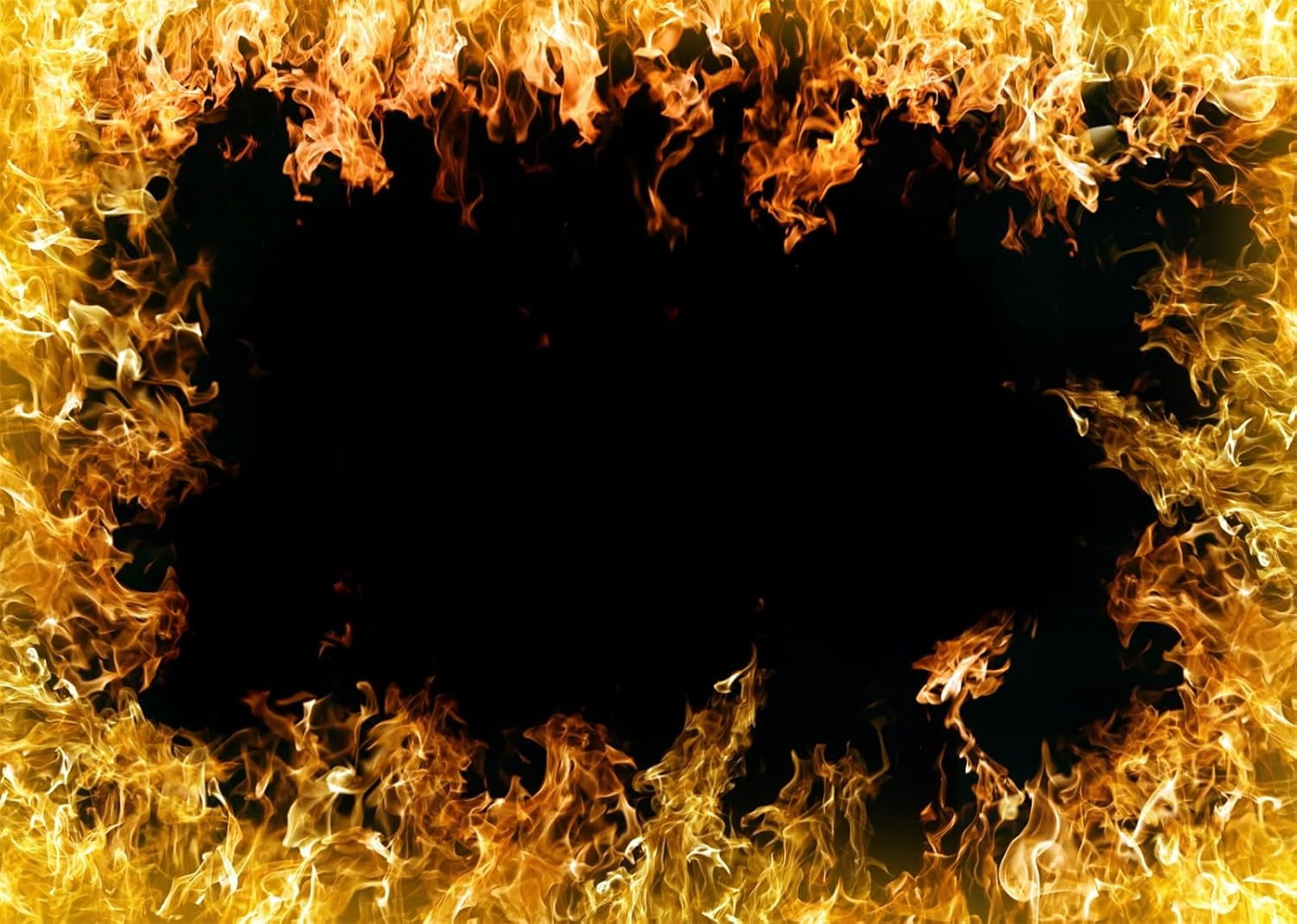Fire Backdrop Golden Roaring Fire Flames Black Birthday Background ...