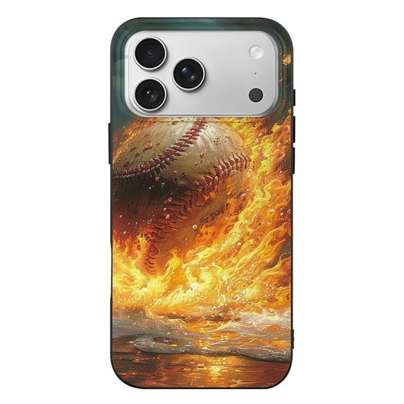 Fire Baseball Burning Water Phone Case Compatible with iPhone 17 Pro ...