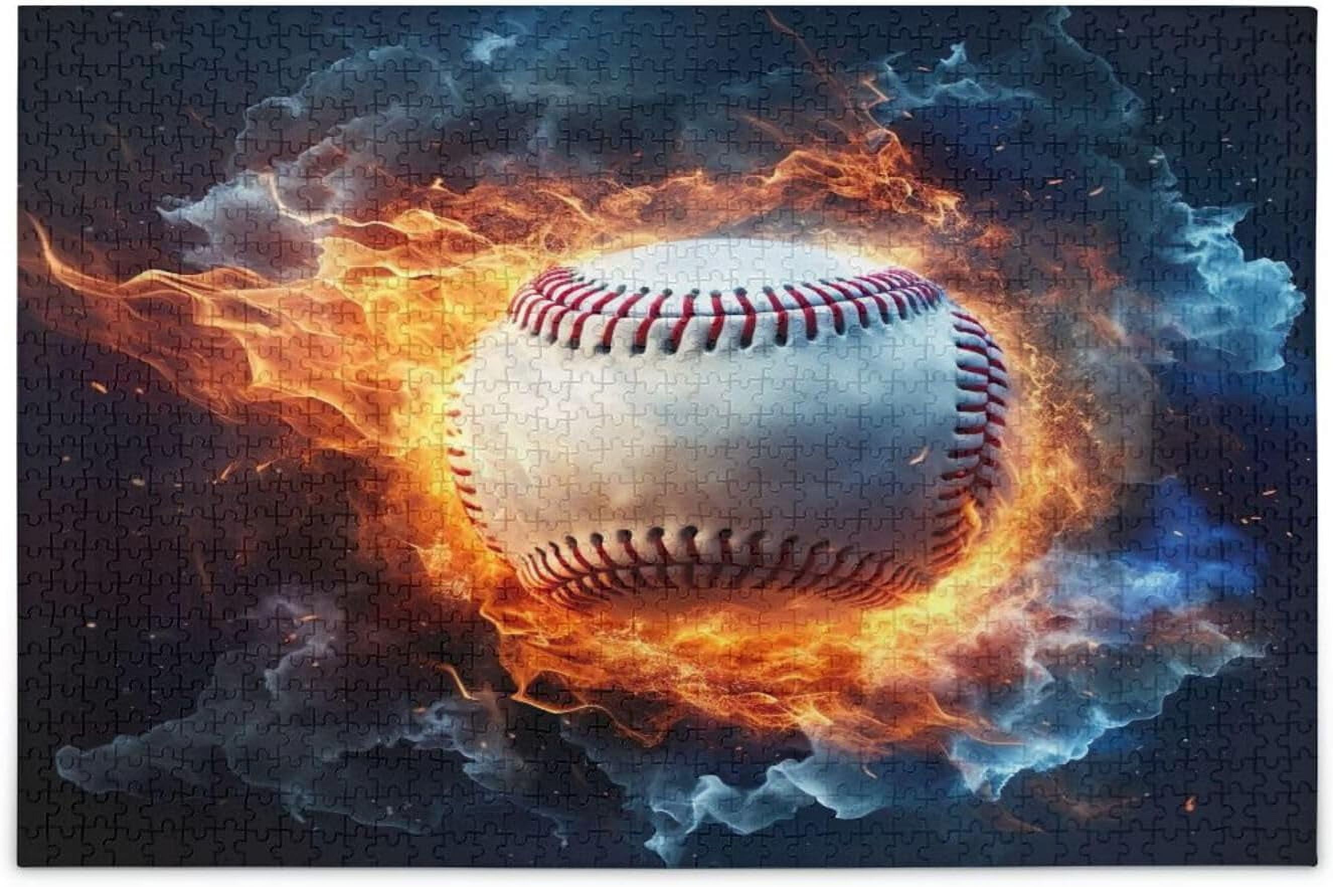 Fire Baseball Puzzles for Adults 1000 Pieces, Fun Puzzles for Teens ...