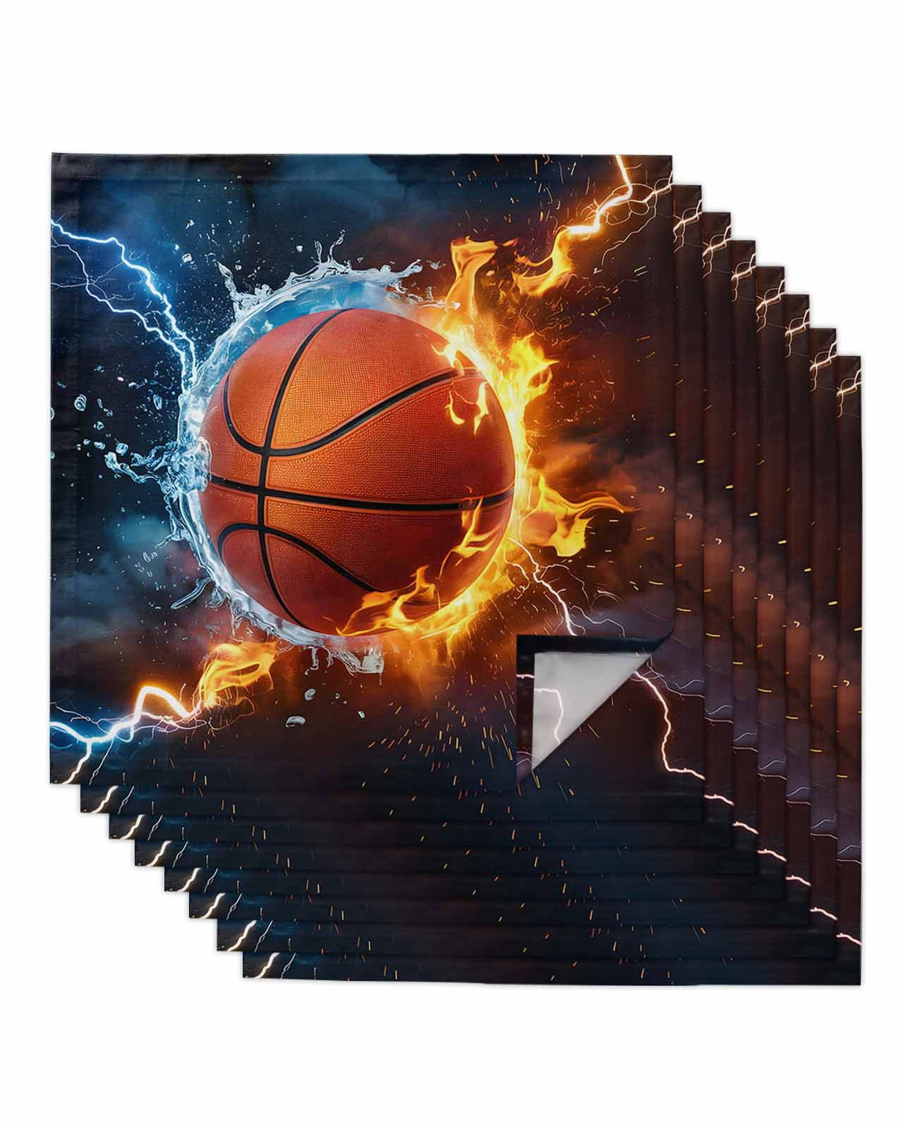 Fire Basketball Cloth Napkins Set of 8 Reusable Dinner Napkins ...