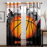 Basketball Window Curtains, 2 Panel Set - 52 inch x 84 inch - Kids Room ...
