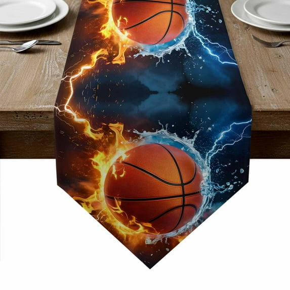 Fire Basketball Table Runner Linen Burlap Table Runner 72 Inches Long ...
