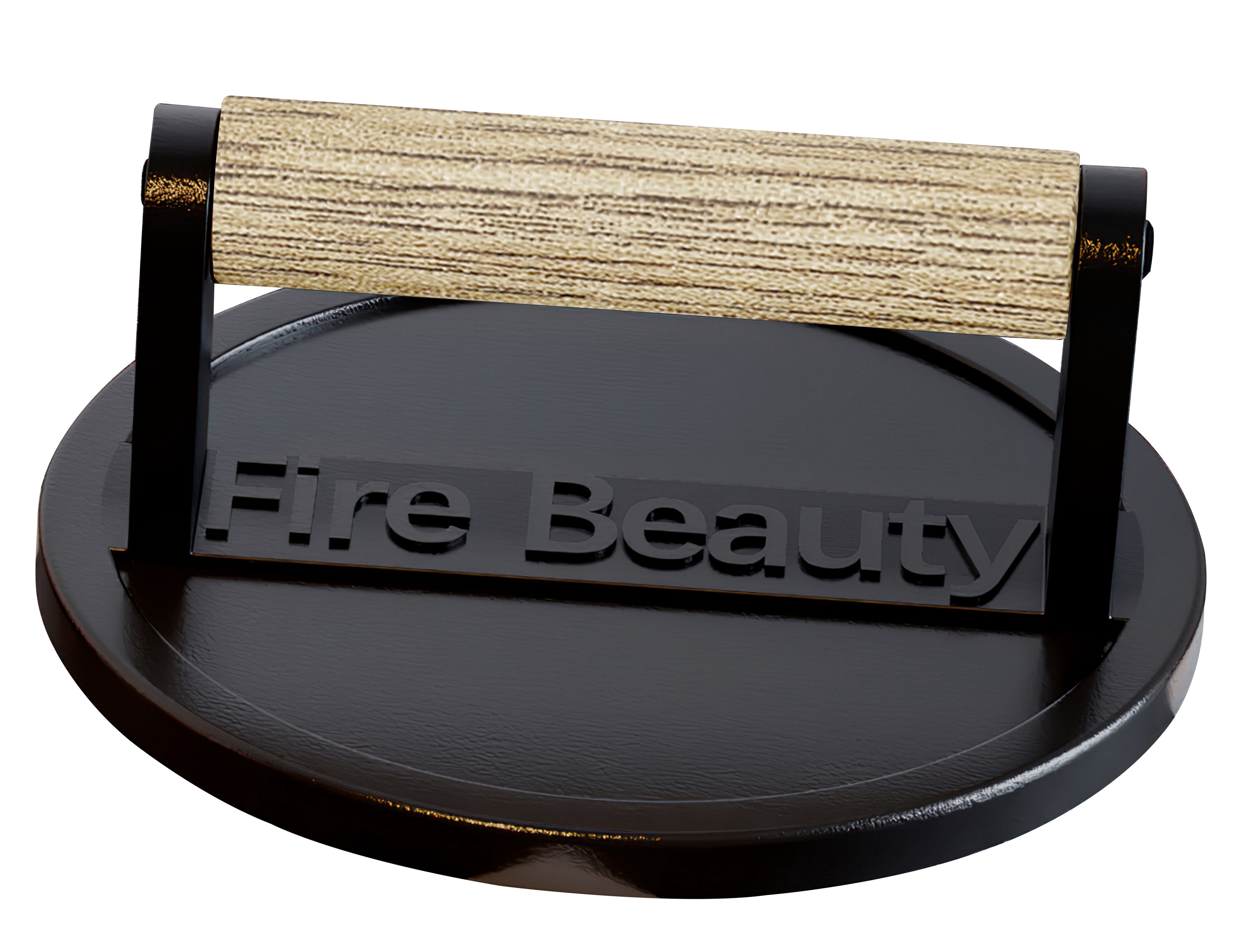 FB Fire Beauty Burger Press, 6.5-inch Cast Iron Grill Press, Food-Grade ...