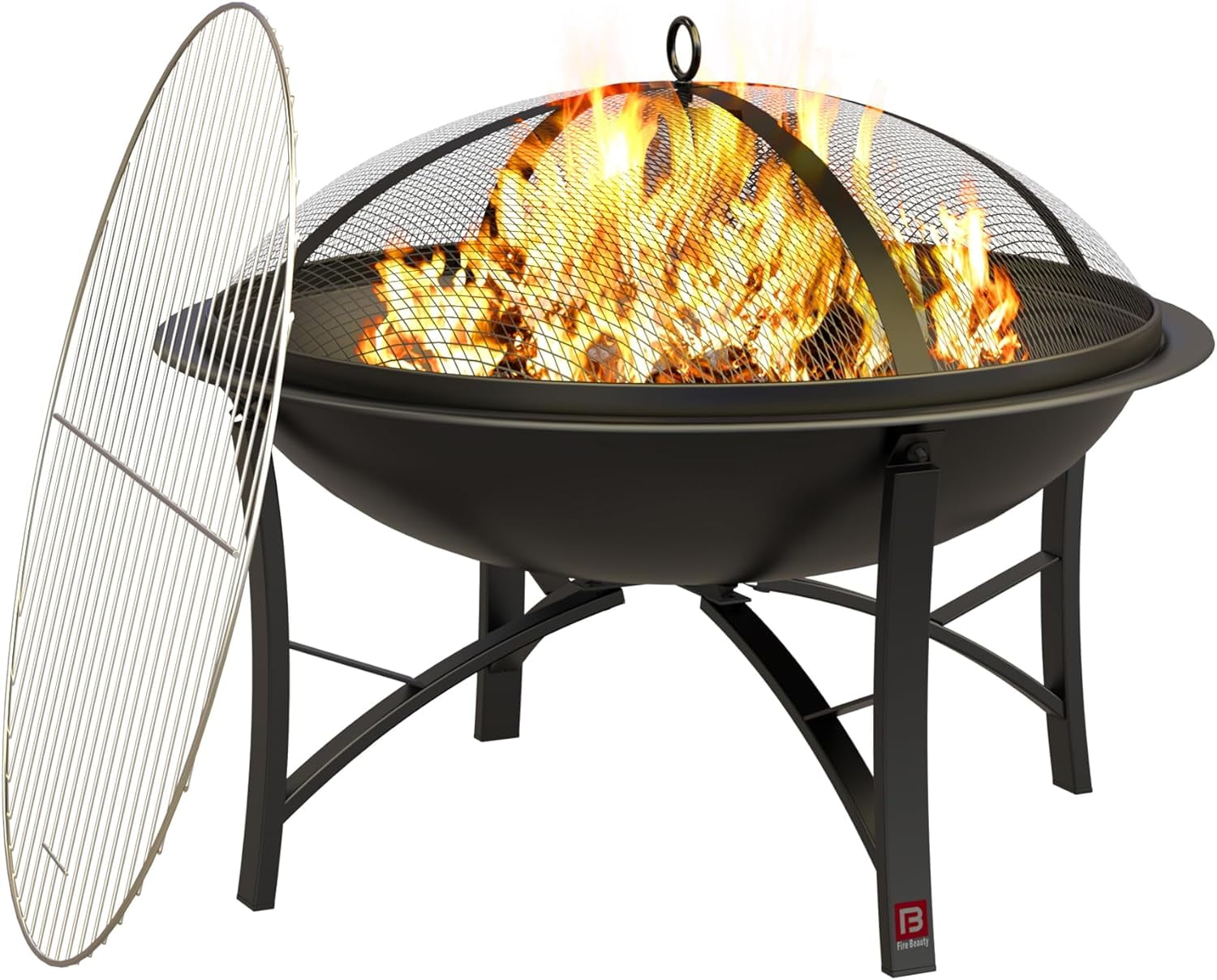Fire Beauty Fire Pit for Outside Wood Burning,BBQ Grill Steel Fire Bowl ...