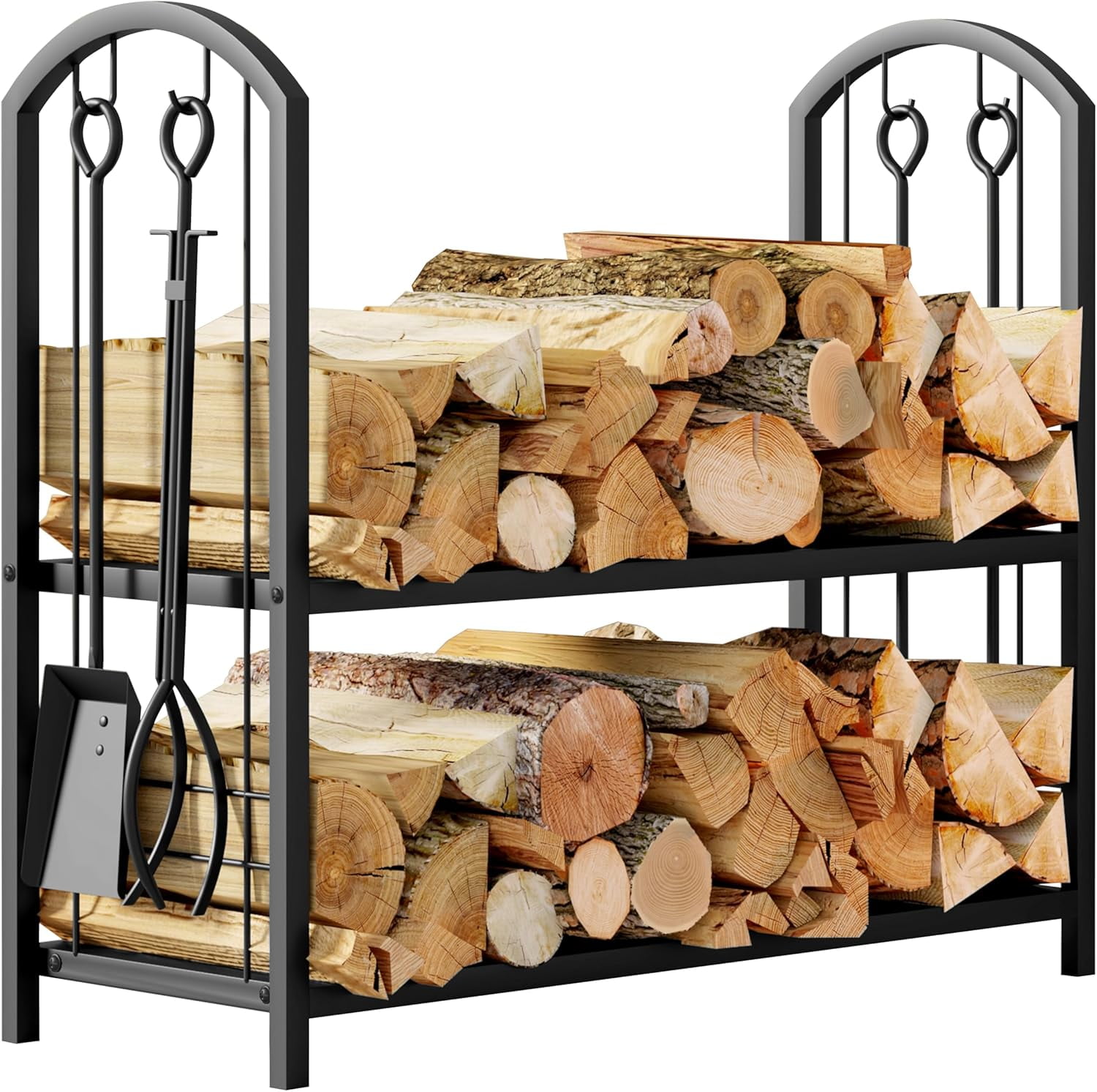 Fire Beauty Fireplace Firewood Log Rack 5-Piece Storage Logs Holder ...
