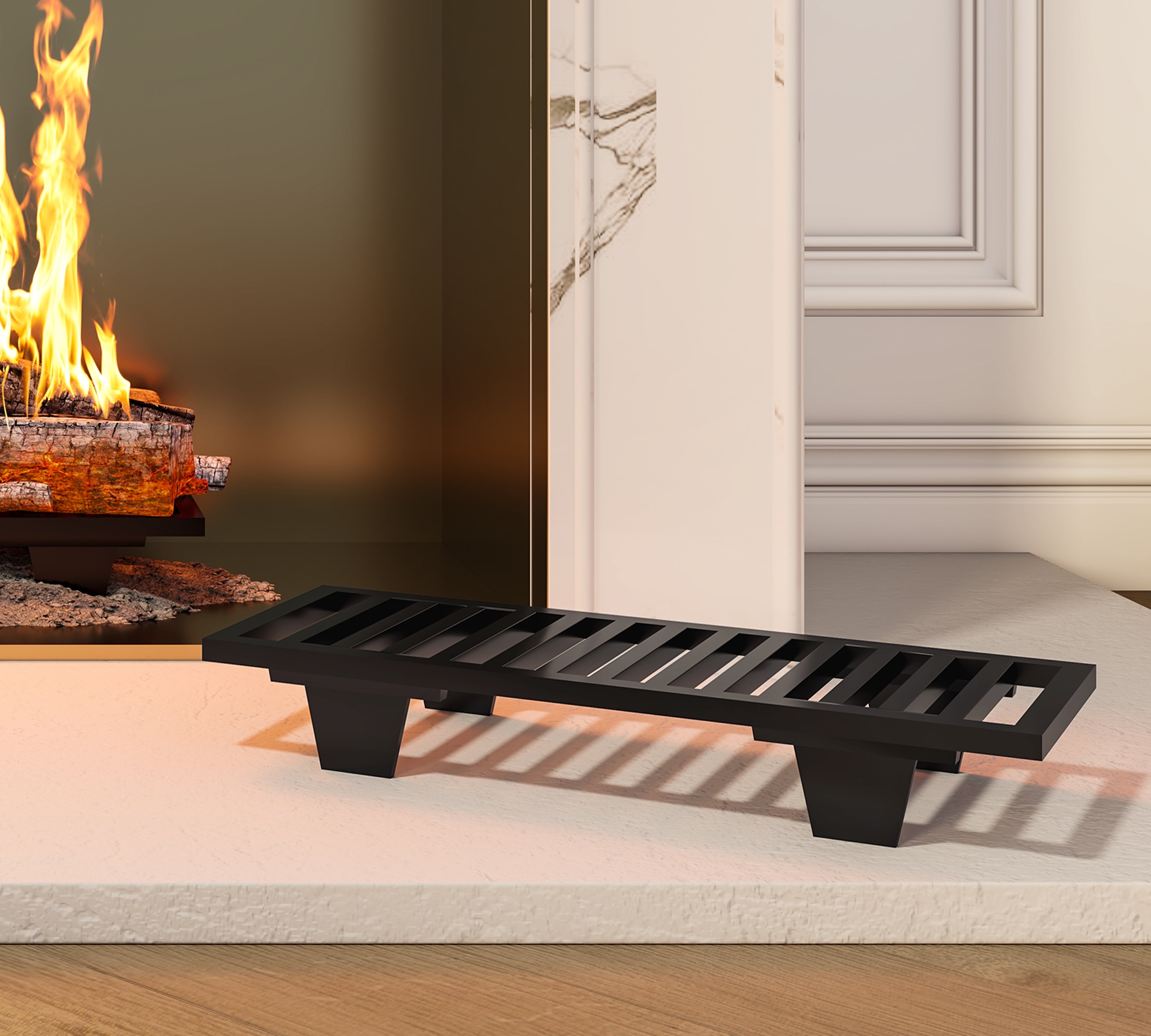 Fire Beauty Fireplace Log Grate,17''Firewood Log Burning Rack Holder ...