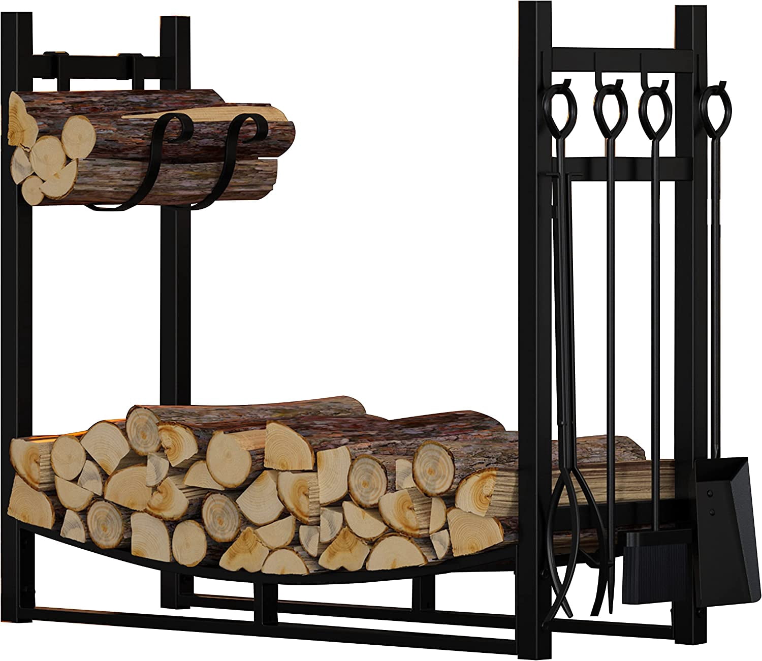 Fire Beauty Fireplace Log Rack with Kindling Holder and Firewood ...