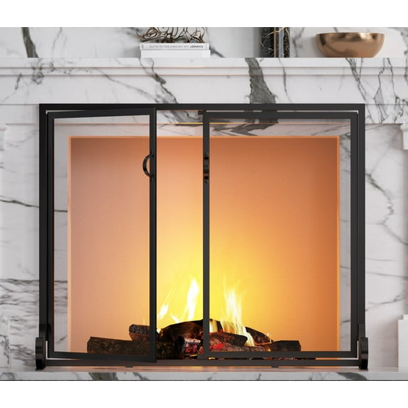 Fire Beauty Fireplace Screen with Hinged Doors, Powder Coated Steel ...