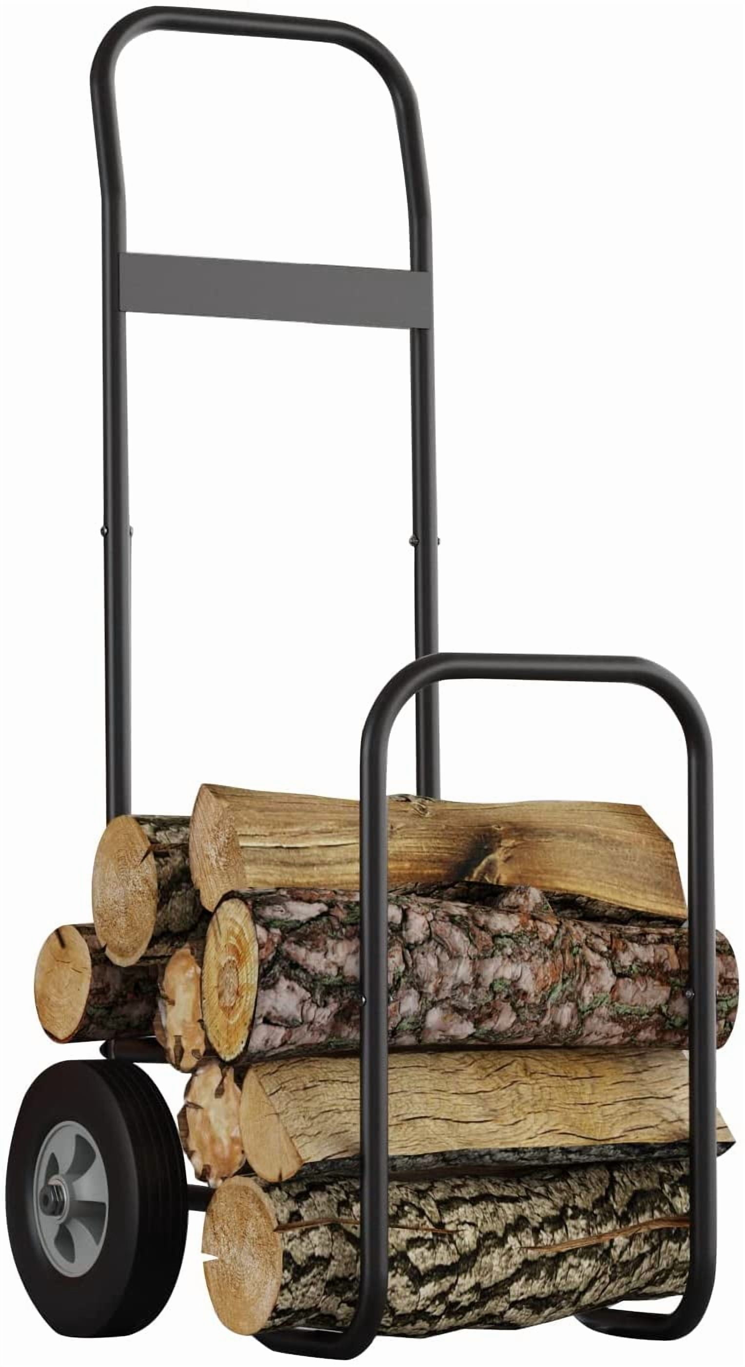 Fire Beauty Firewood Log Cart Carrier, Outdoor and Indoor Wood Rack ...