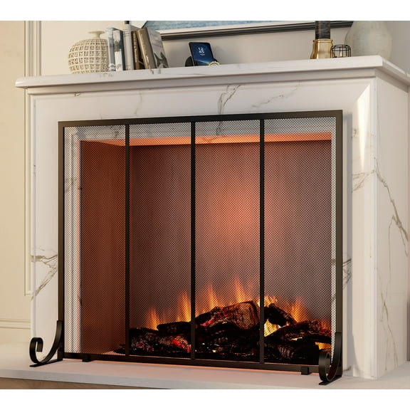 Flat Panel Fireplace Screen Spark Guard Wrought Metal Gate Cover for ...