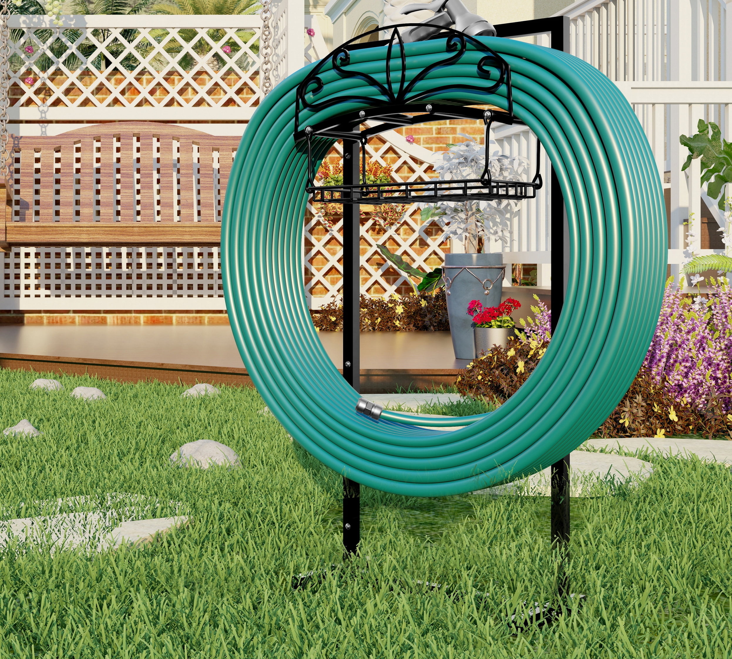 Fire Beauty Heavy Duty Garden Hose Holder – Freestanding & In-Ground ...