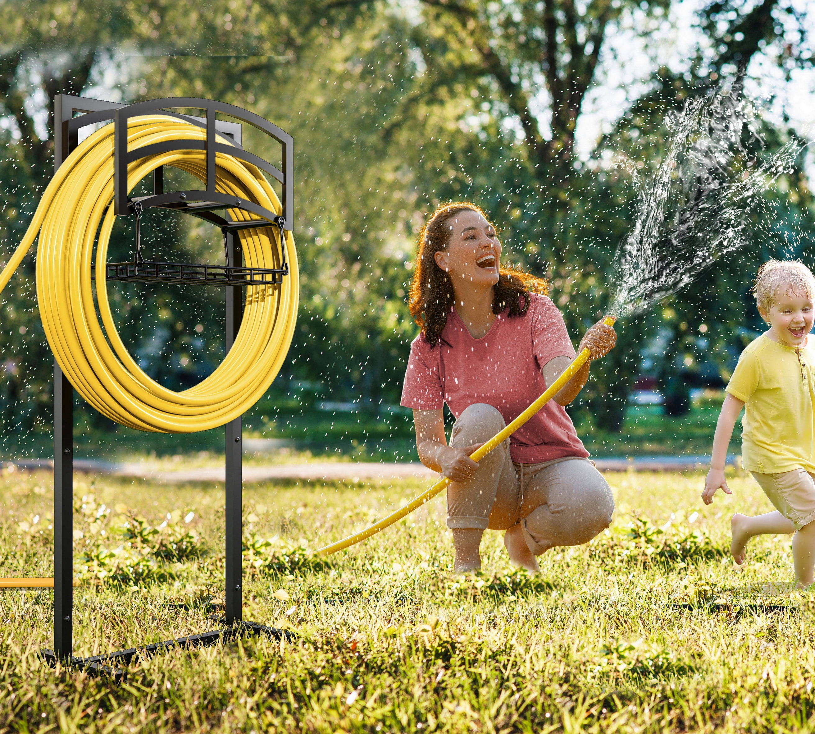 Fire Beauty Heavy-Duty Portable Garden Hose Holder with Storage Basket ...