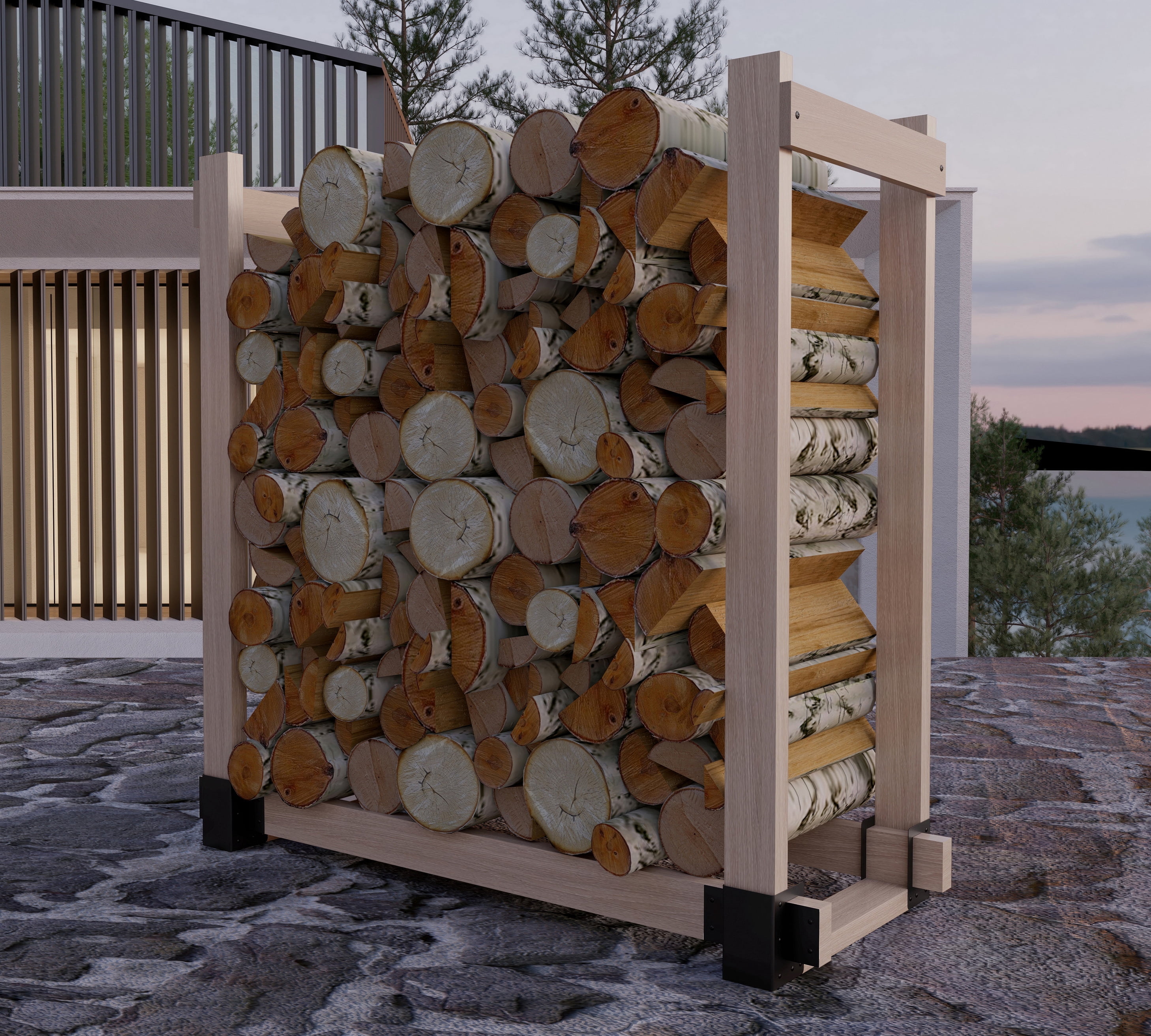 Fire Beauty 4-Pack Firewood Rack Base - Heavy Duty Log Holder Stand ...