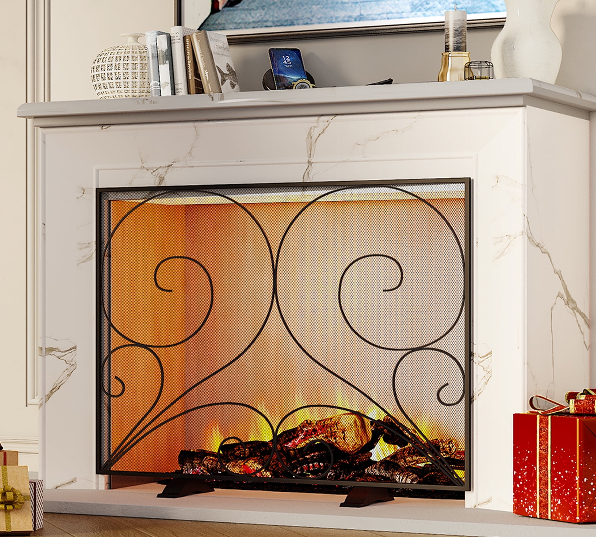 Fire Beauty Single Panel Fireplace Screen Handcrafted Solid Wrought ...