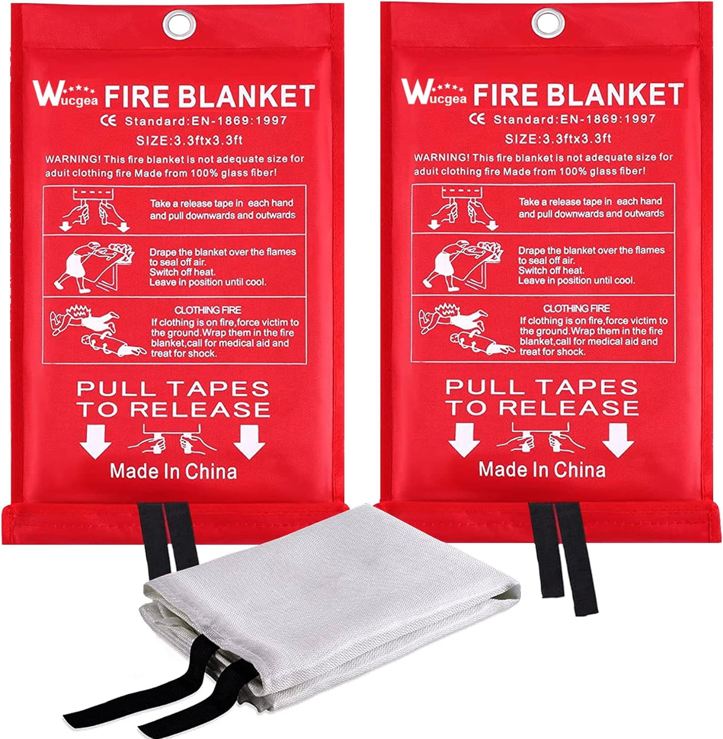 Fire Blanket for Home and Kitchen - 2 Pack Fiberglass Reusable Fire ...
