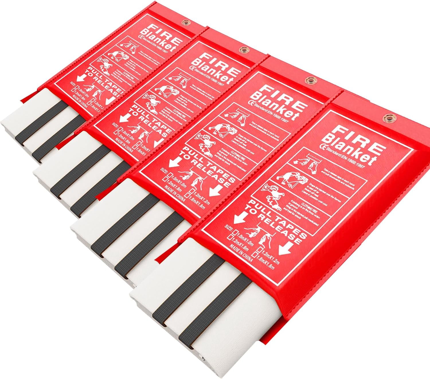 Fire Blanket for Home, 4 Pack Emergency Fiberglass Fire Blankets ...