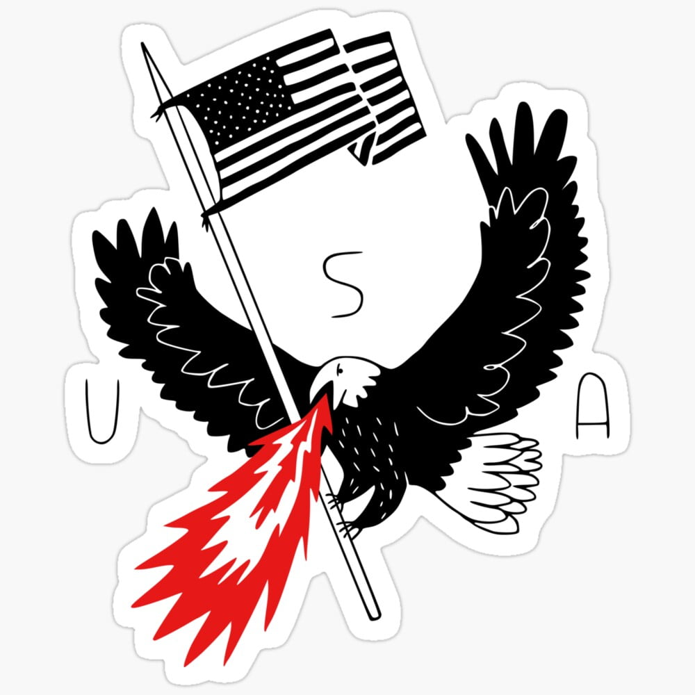 Fire Breathing Bald Eagle Of Patriotism Sticker Phone Decal Water ...