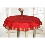 Rajasthan 72" Round Cotton Tablecloth, Washable and Colorful Block ...