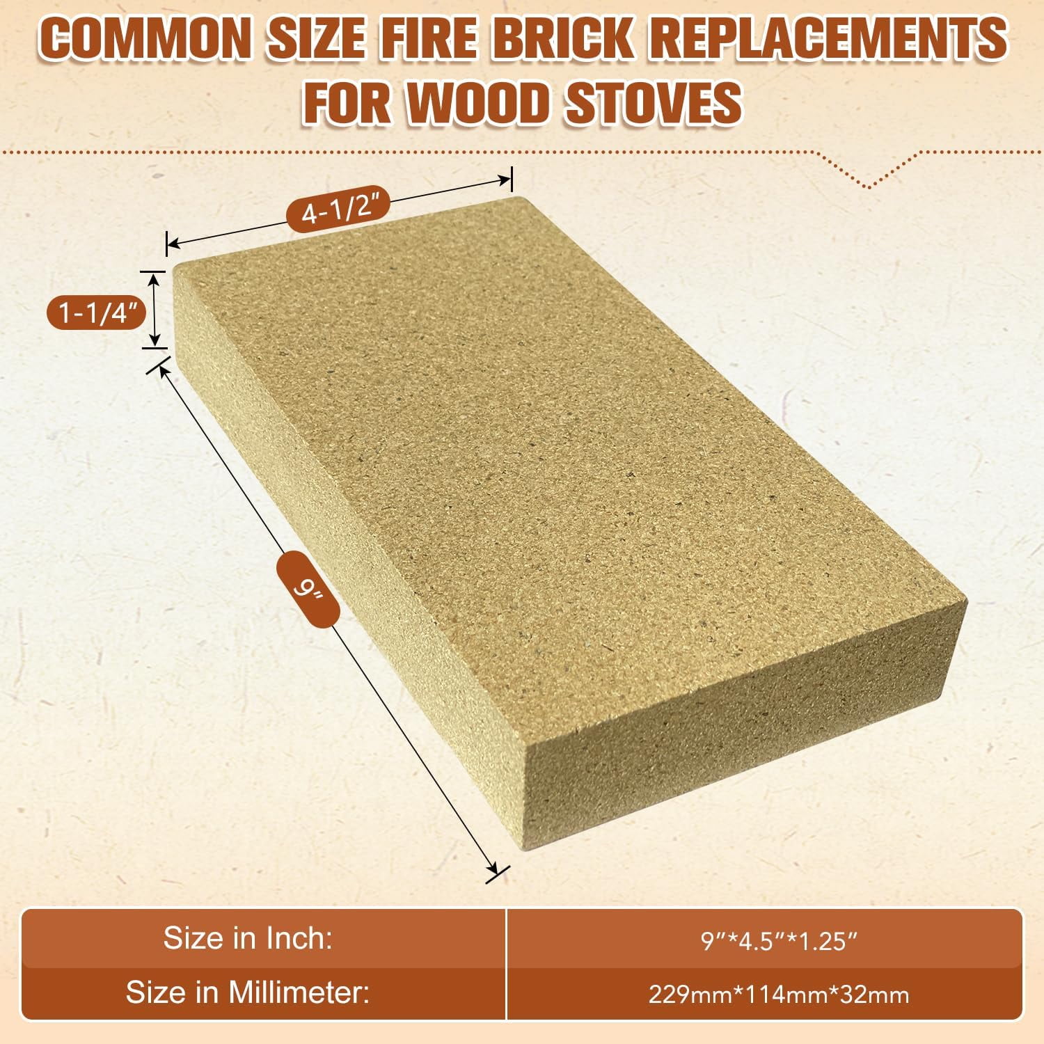 Fire Bricks - 12 Pack, 9" X 4-1/2" X 1-1/4" - Walmart.com