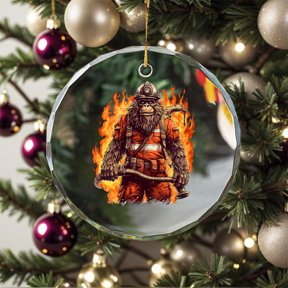 Fire Brigade Bigfoot Fireman Firefighter Bigfoot Sasquatch Ornament ...