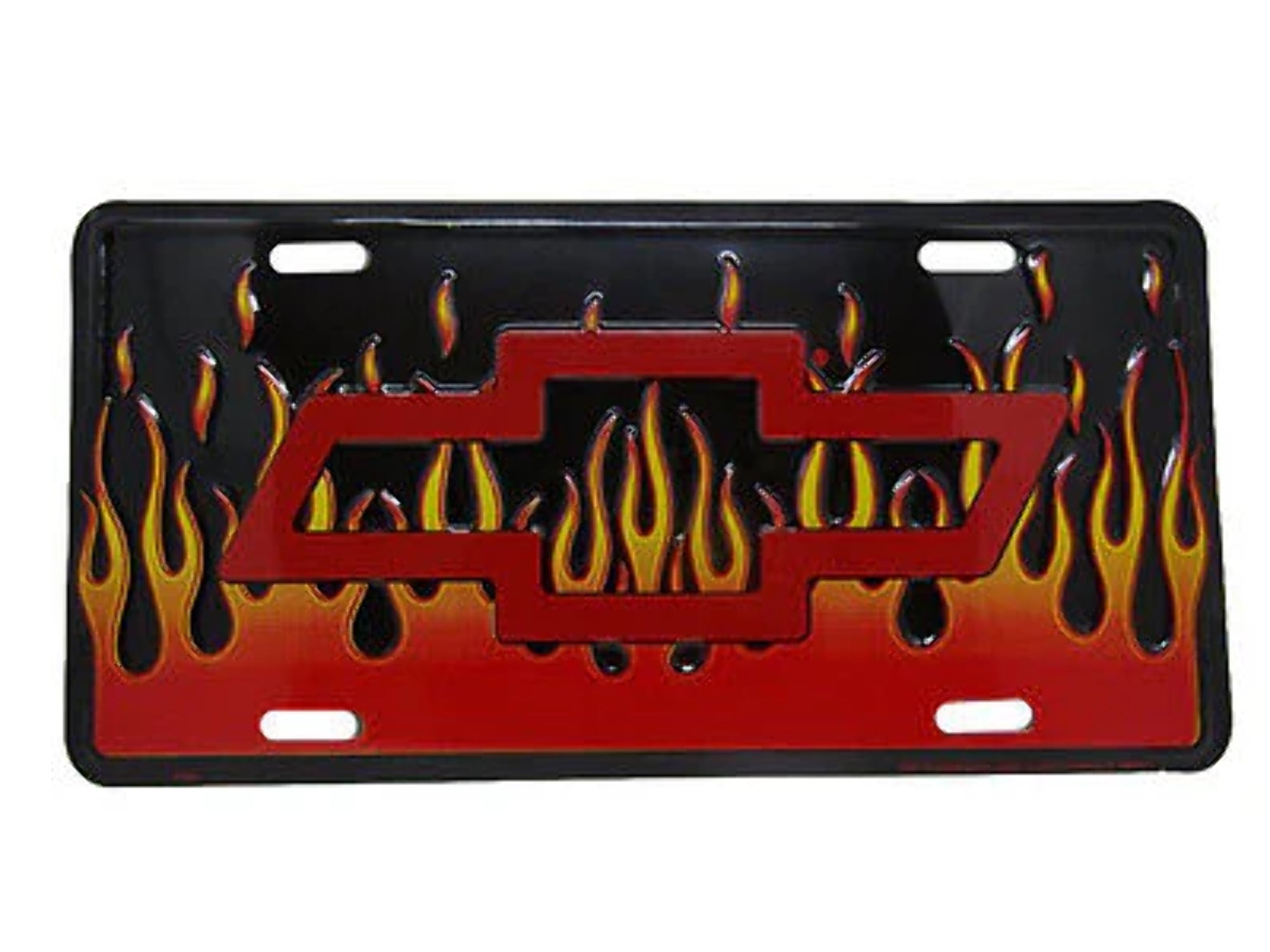 Fire Burning Chevrolet Chevy Black Flames Red 6"x12" Aluminum License ...