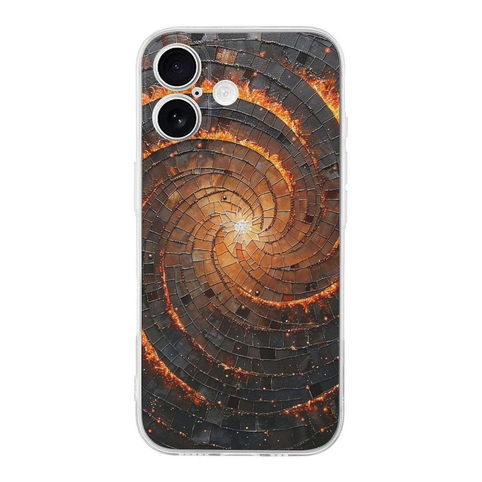 Fire Burning Geometric Black Transparent TPU Case for iPhone 17 Slim ...