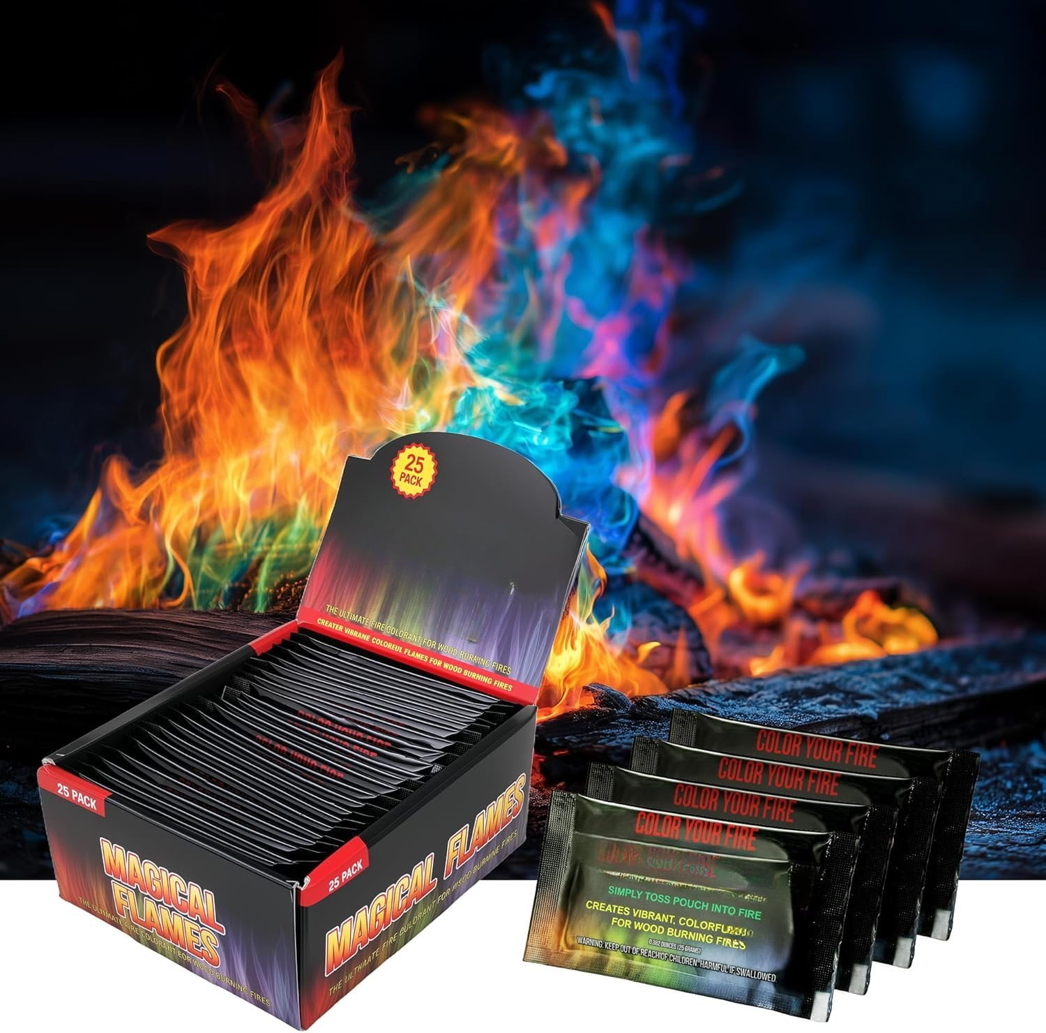 Fire Color Packets (25 ), Multi-Color Fire for Fire Pits, Campfires ...