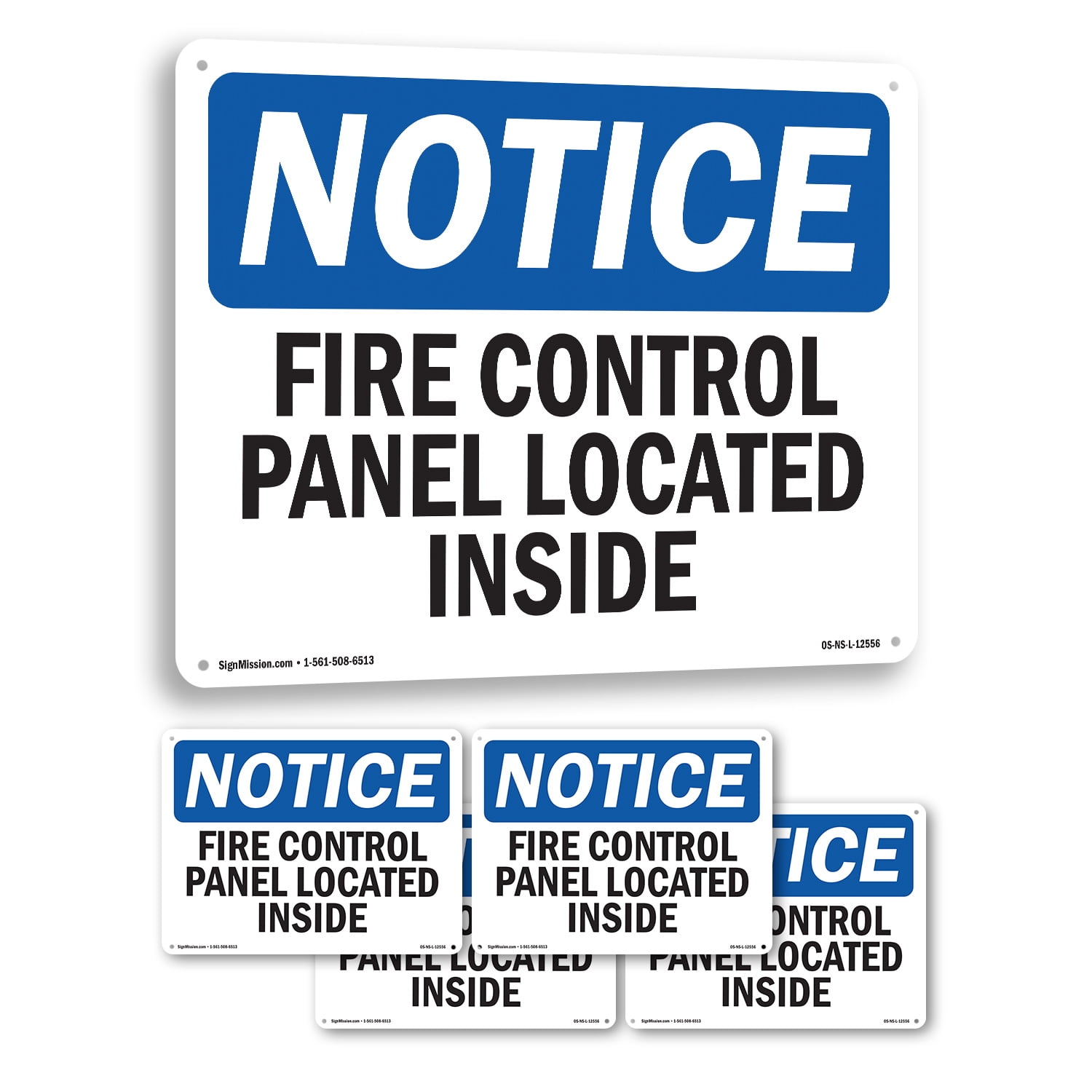 Fire Control Panel Located Inside OSHA Notice Aluminum Sign 18 Inch x ...