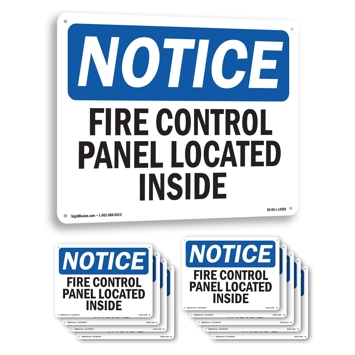 Fire Control Panel Located Inside OSHA Notice Aluminum Sign 24 Inch x ...