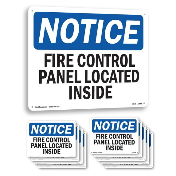 Fire Control Panel Located Inside OSHA Notice Aluminum Sign 24 Inch x ...