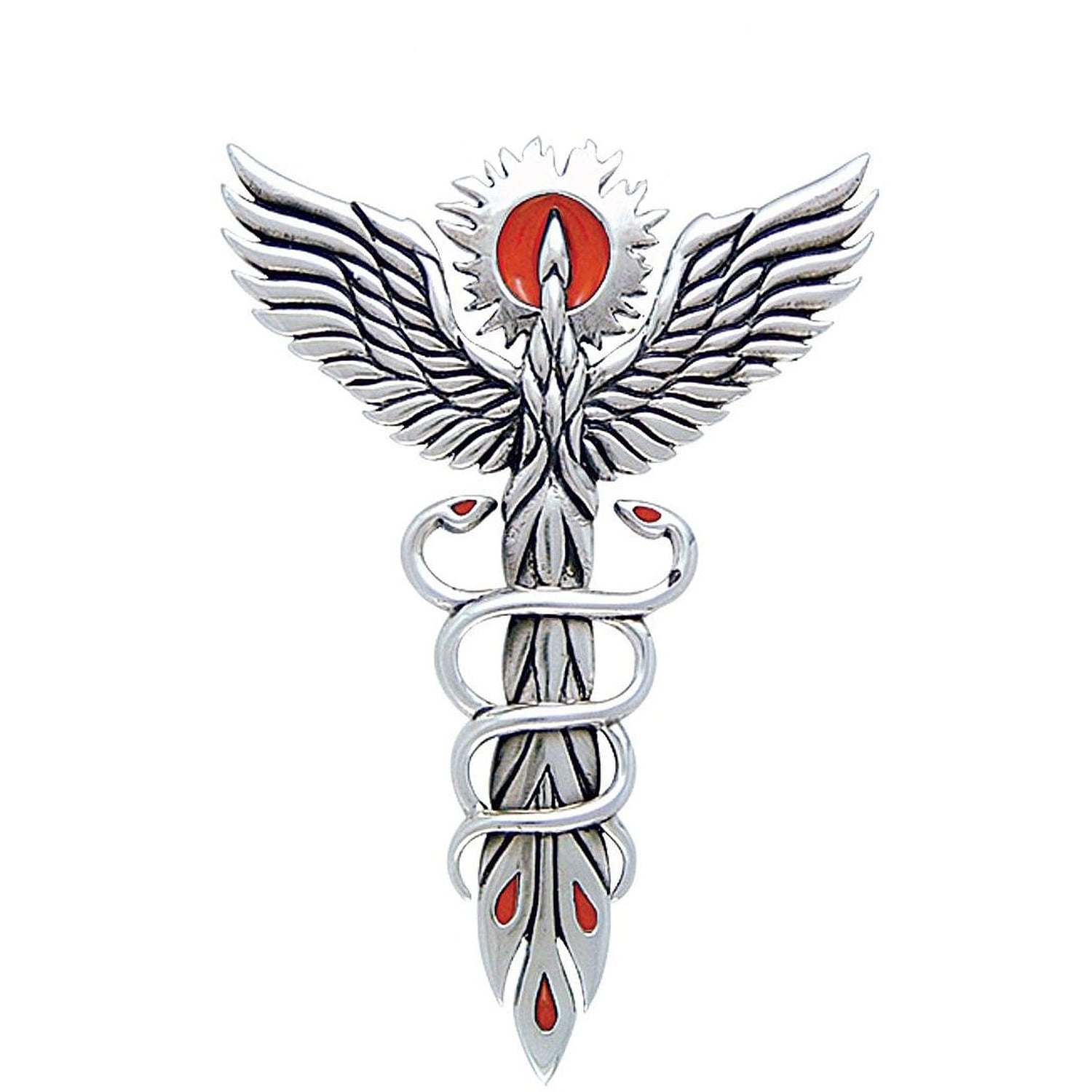 Fire Dance Phoenix Sterling Silver Medical Caduceus Symbol Pendant ...