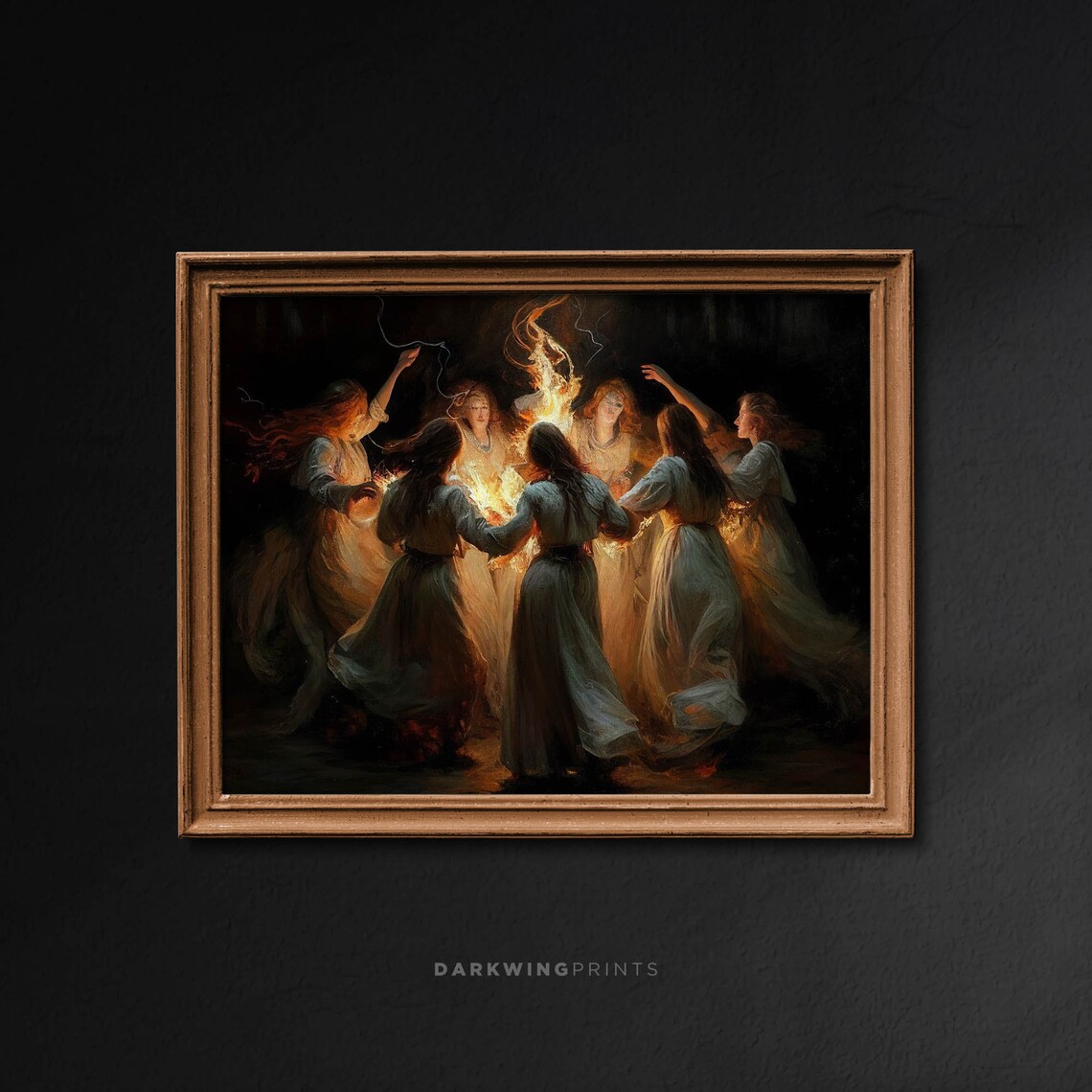 Fire Dance Wall Art, Nymphs Witches Dancing, Gothic, Dark Academia ...