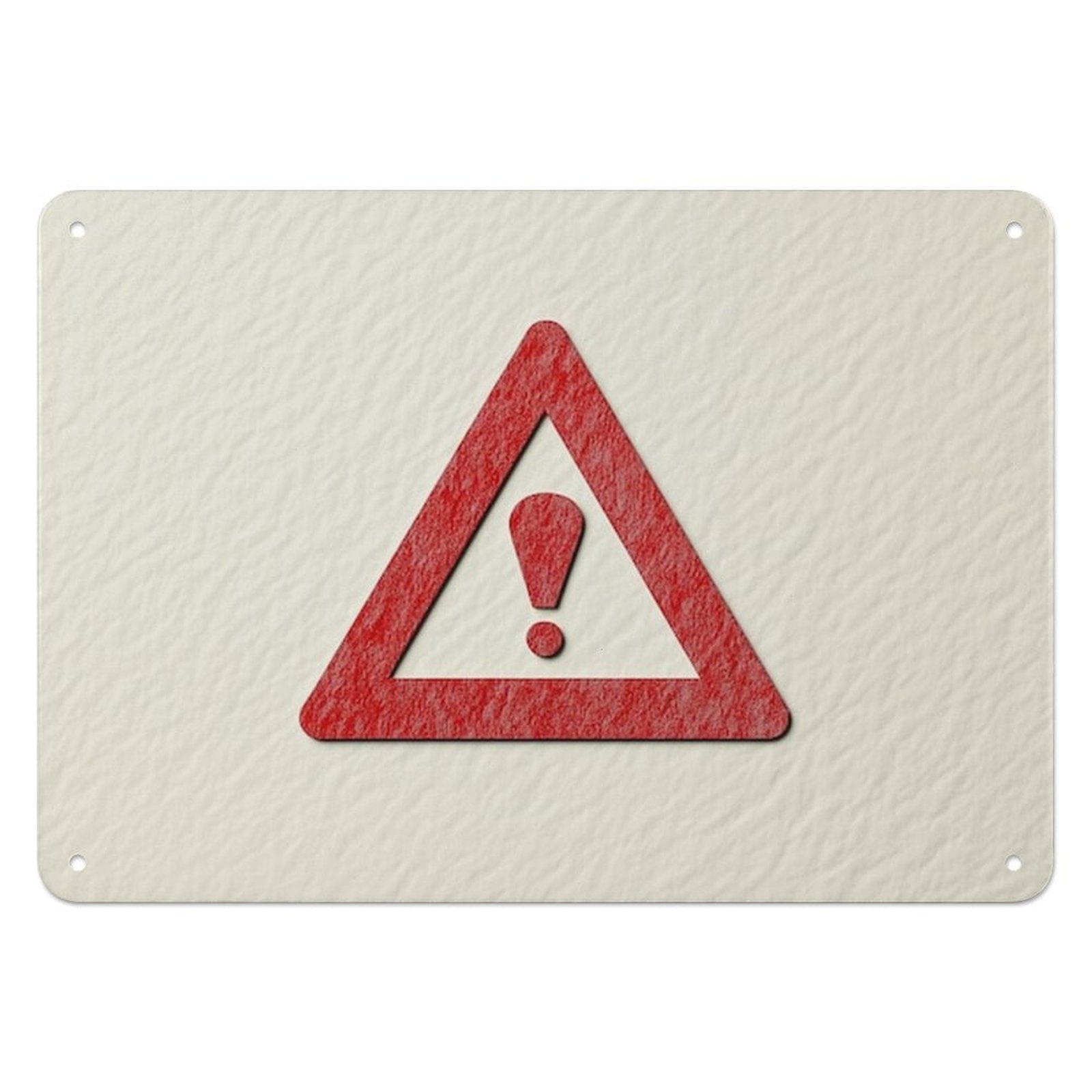 Textured Red Triangular Warning Sign on Off - White Background Metal ...