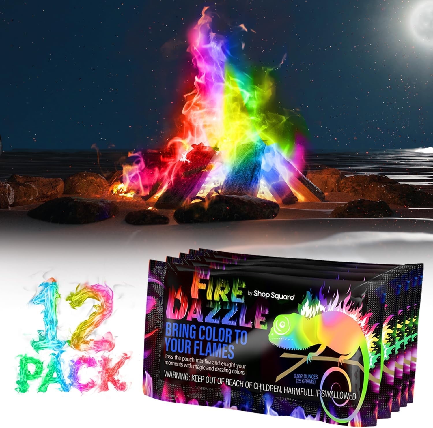 Fire Dazzle Color Flame Packets for Campfire, Fire Pit and Fireplace ...