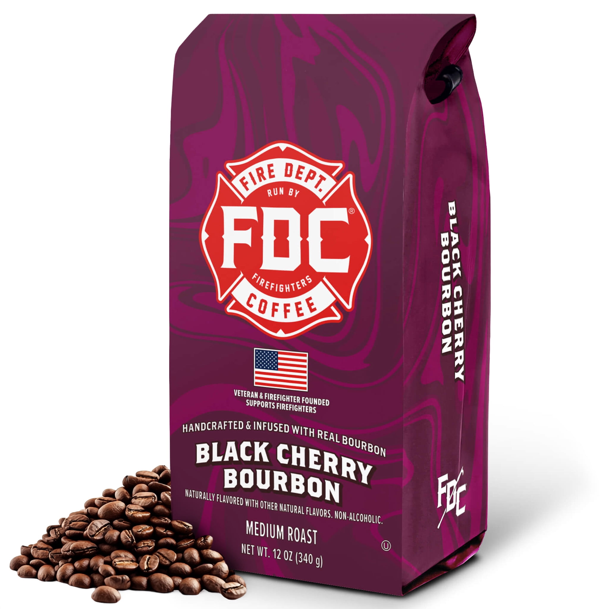 Fire Department Coffee Black Cherry Bourbon Infused, Premium Whole Bean ...