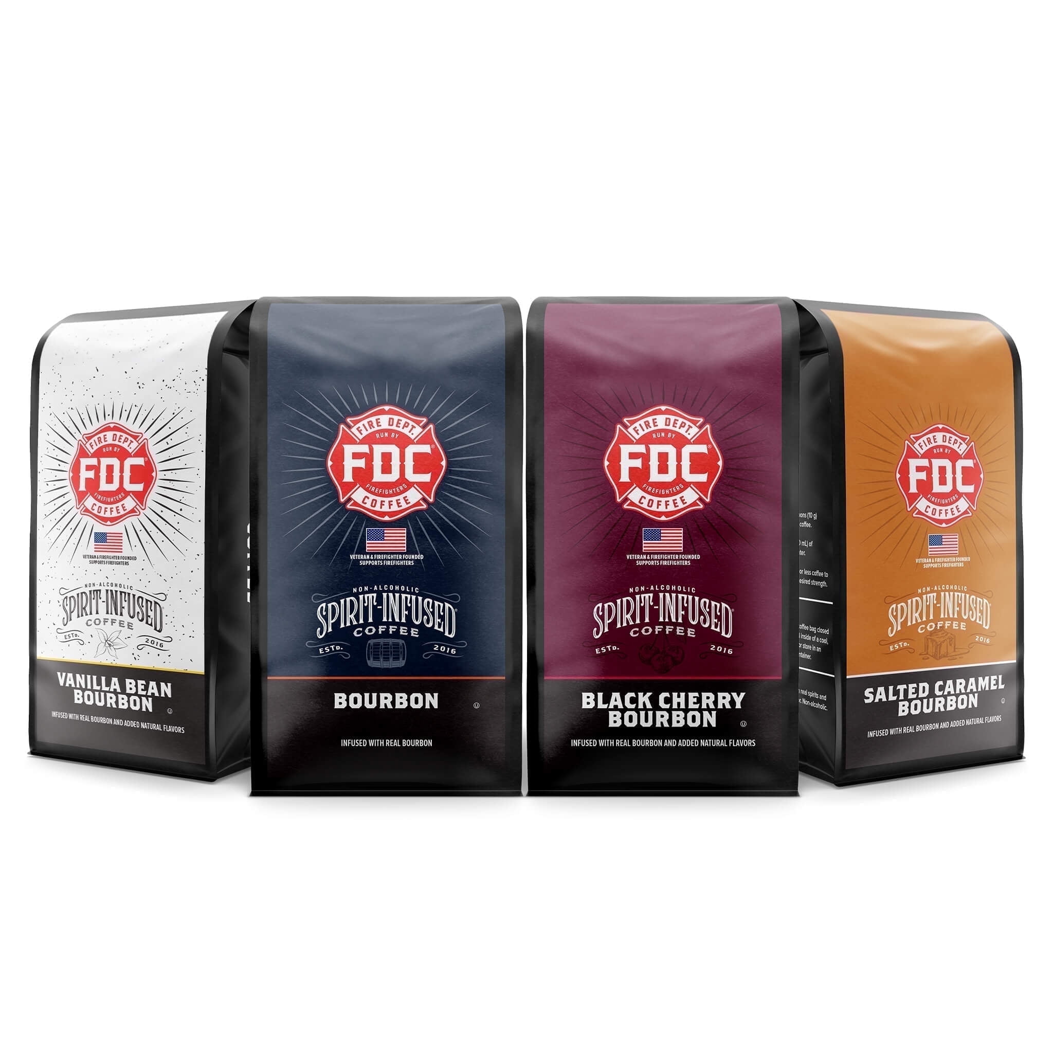 Fire Department Coffee Bourbon Infused Ground Coffee Variety Pack, 8 oz ...