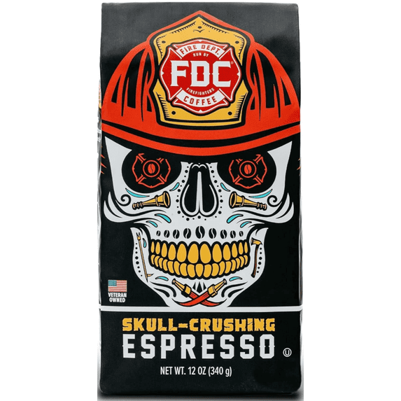 Fire Department Coffee Skull-Crushing Espresso Dark Roast Ground Coffee ...