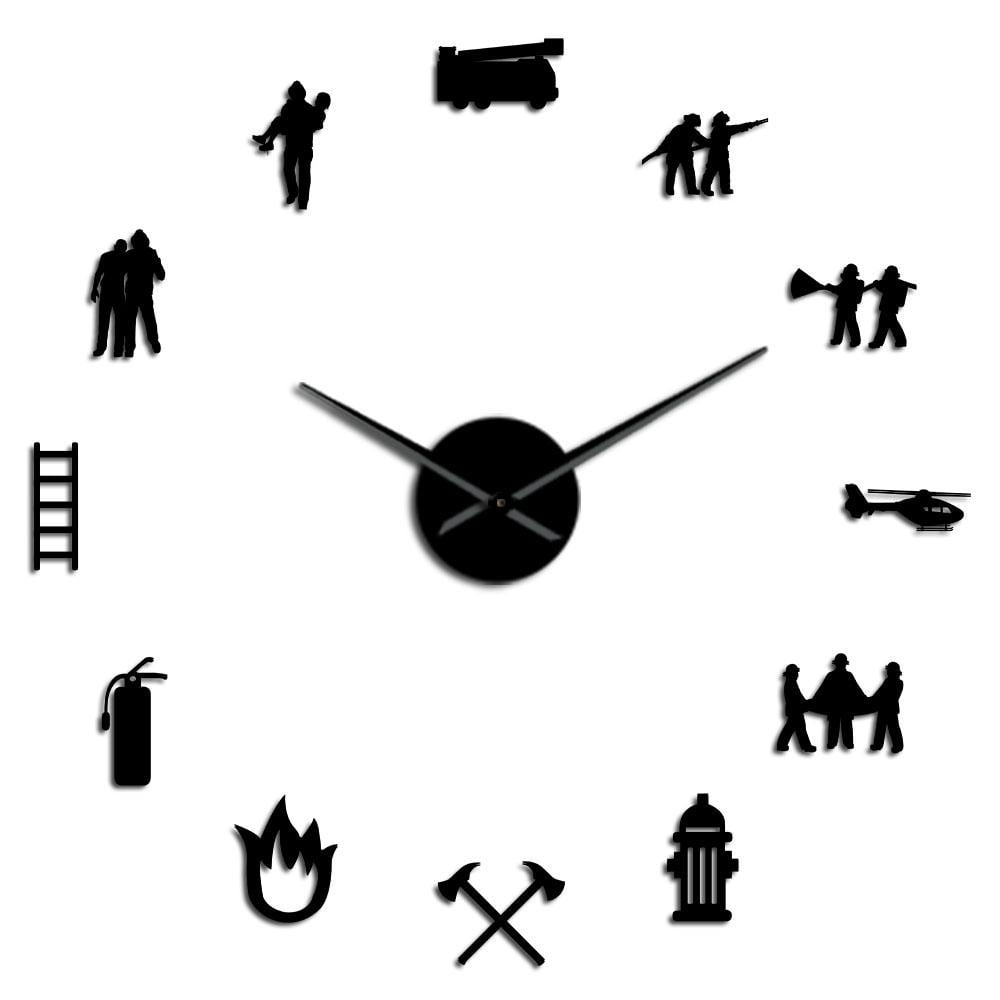 Fire Department Frameless Wall Clock Stickers, DIY Modern Decorative ...