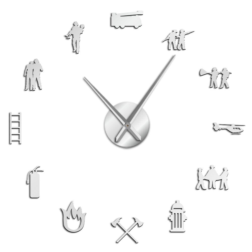 Fire Department Frameless Wall Clock Stickers, DIY Modern Decorative ...