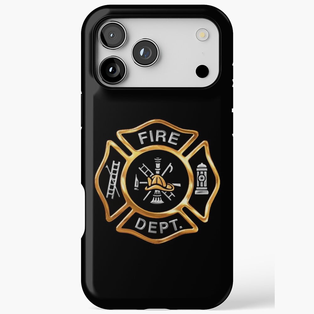 Fire Department Gold Badge Design iPhone Case 17 11 12 13 14 15 16 Pro ...