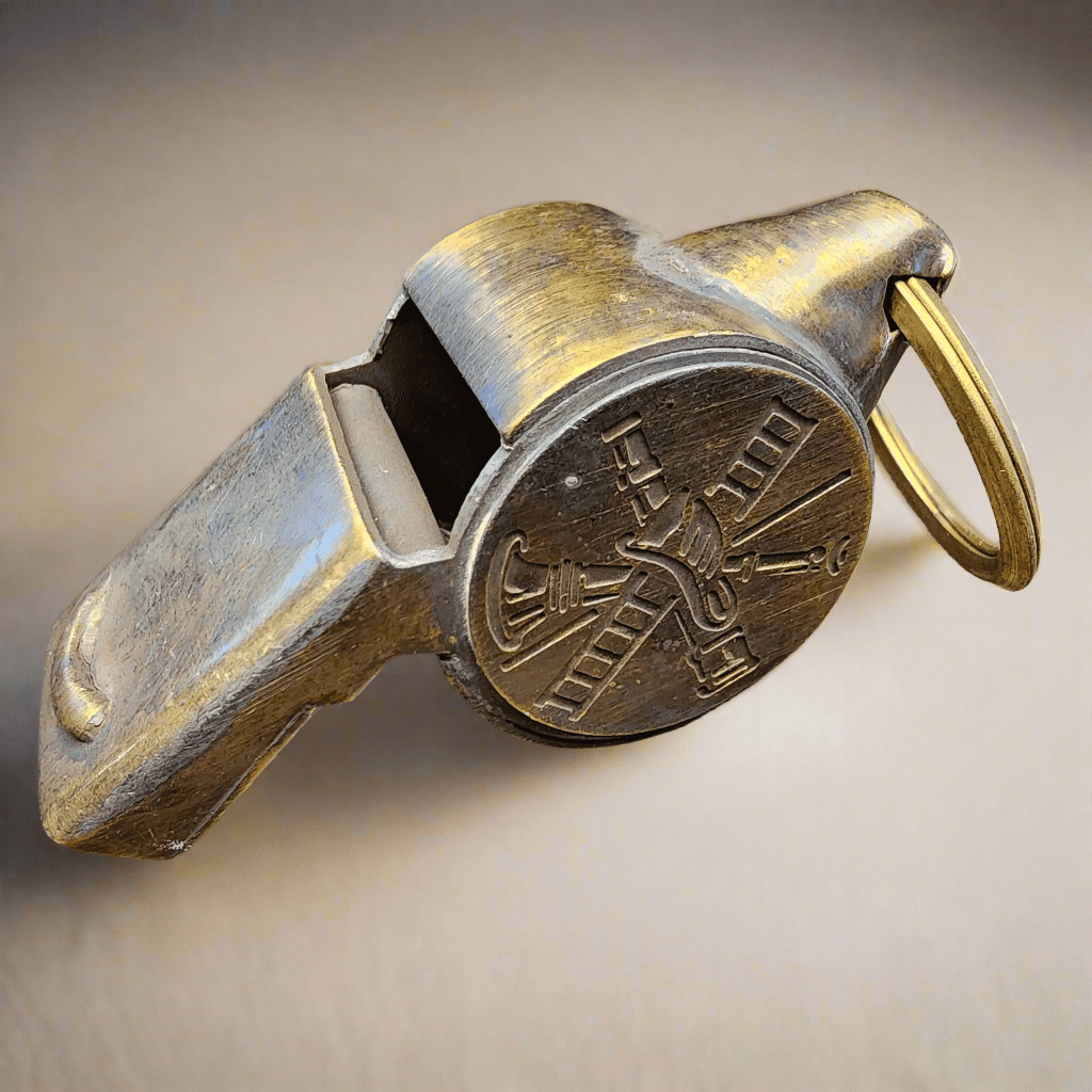 Fire Department Ladder & Helmet Solid Brass Whistle With Antique Finish (2" x 3.75") - Walmart.com