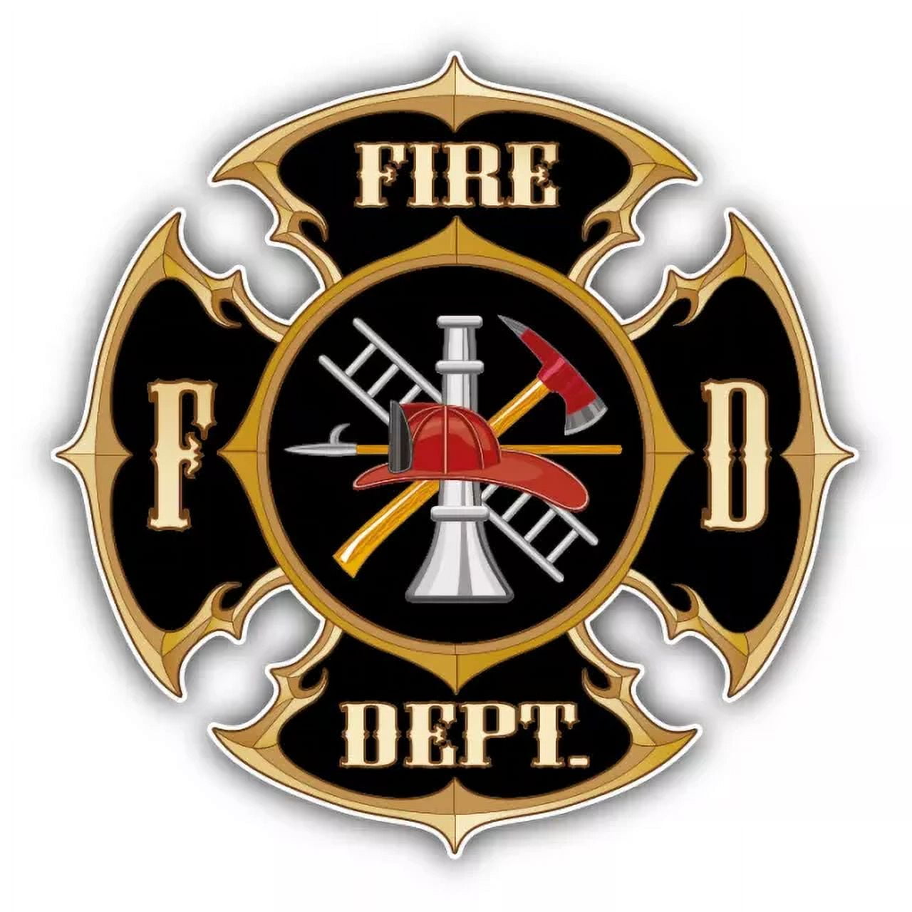 Fire Department Maltese Cross Vintage Sticker Phone Decal Water Bottle ...