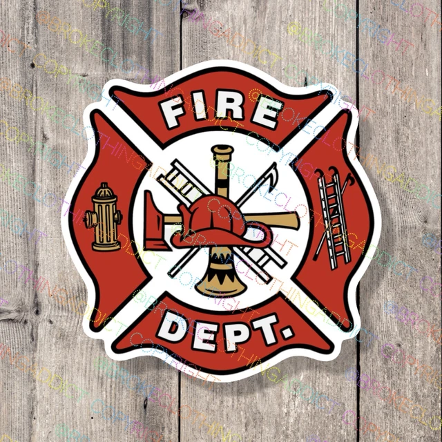 Fire Department Maltese Cross Vinyl Laptop Sticker Water Bottle Sticker ...